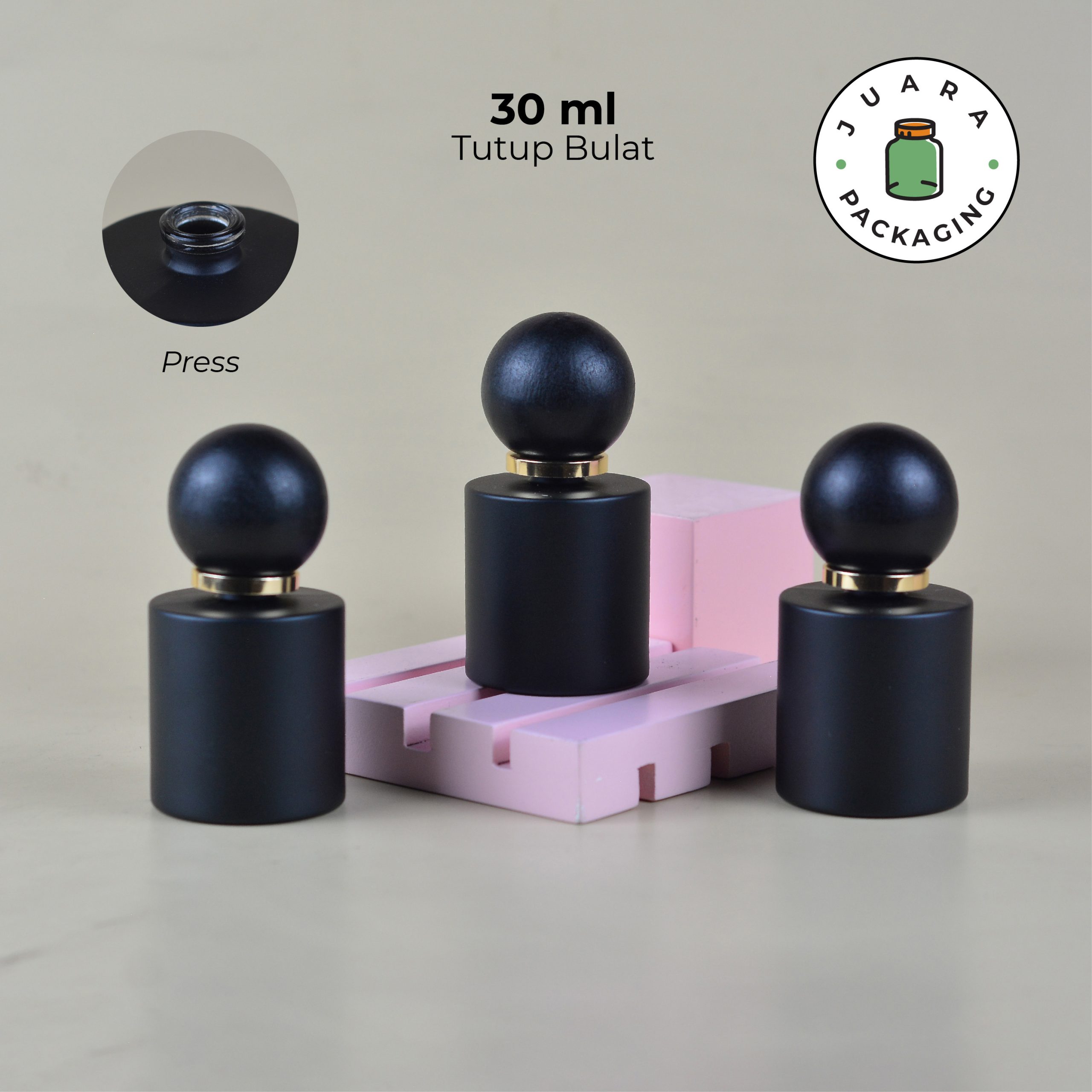 [PRESS] Botol Parfum Tutup Bulat Hitam - 30 ml - Suplyer Kemasan ...