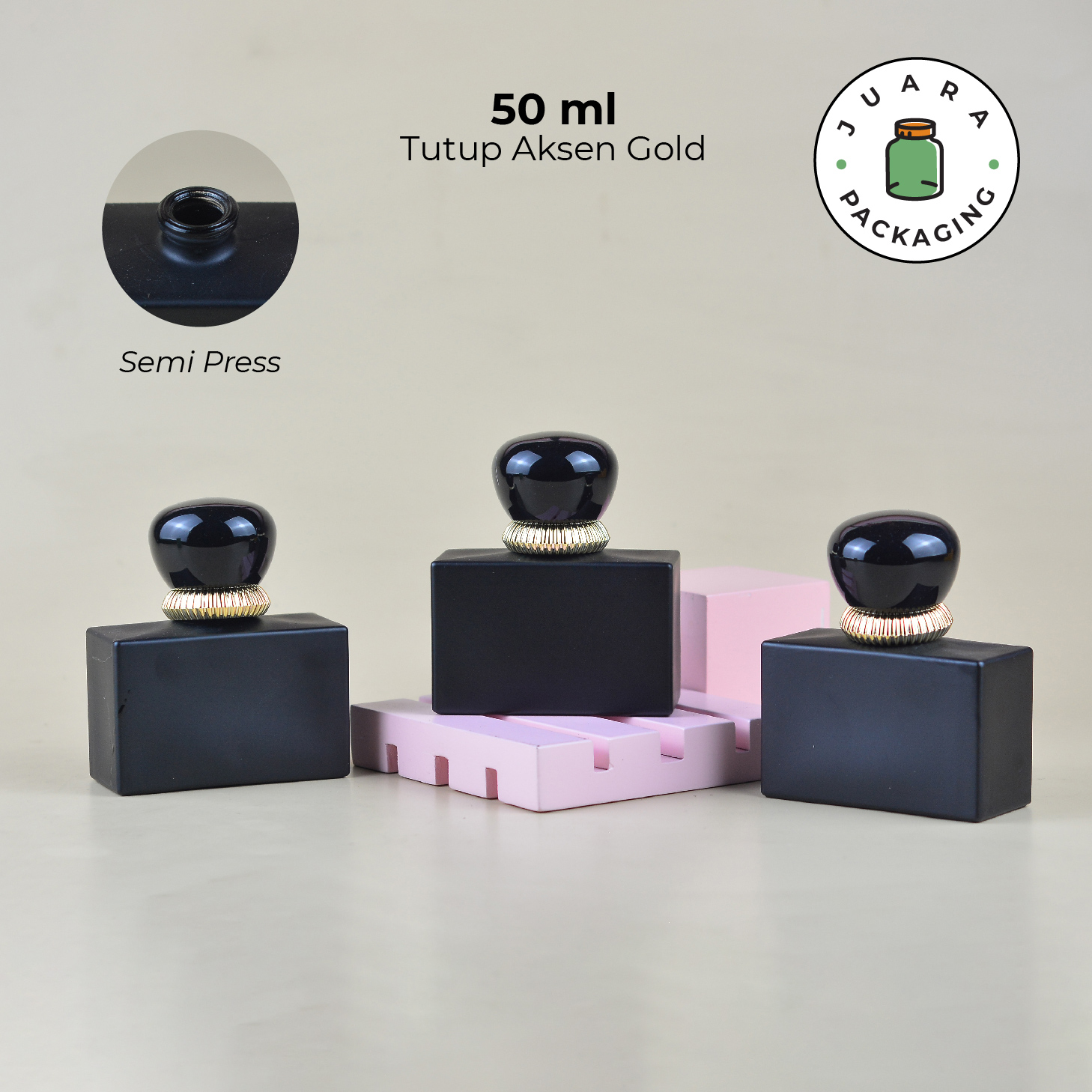 [SEMI PRESS] Botol Parfum Tutup Aksen Gold - 50 ml - Suplyer Kemasan ...