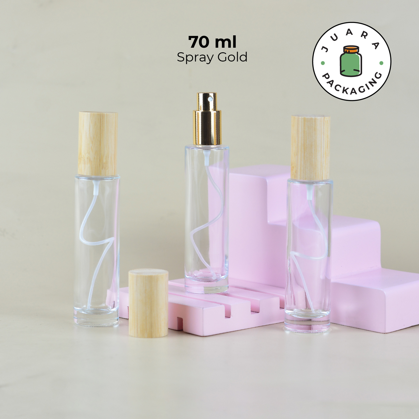 Botol Parfum Spray Gold Tutup Kayu - 70 ml - Suplyer Kemasan Skincare ...