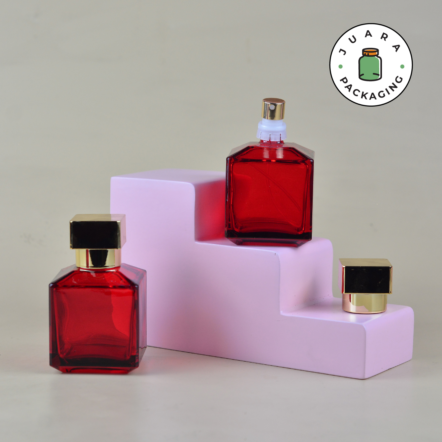 [SEMI PRESS] Botol Parfum Kaca Merah - 70 ml - Suplyer Kemasan Skincare ...