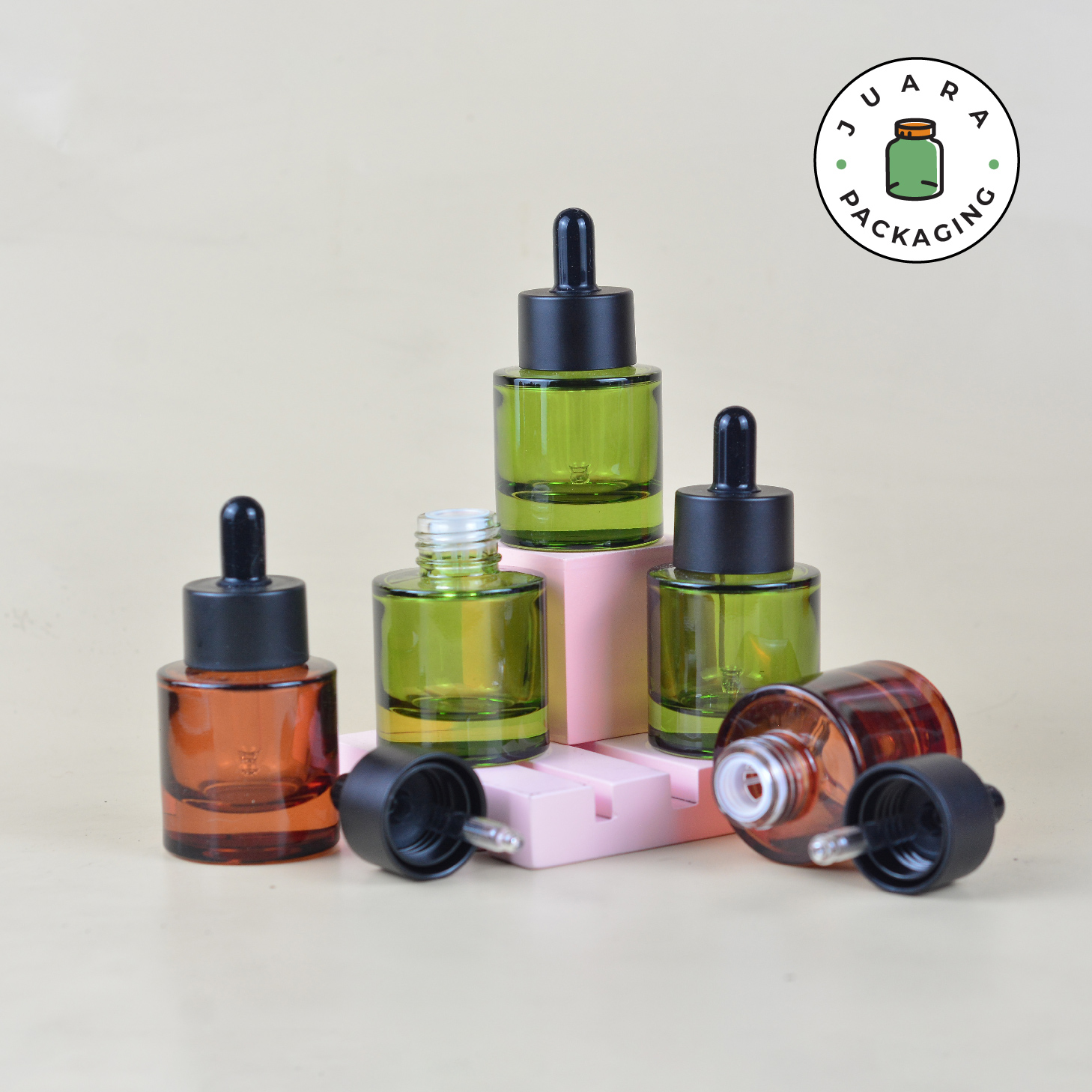 Botol Pipet Kaca Bulat - 30 ml - Suplyer Kemasan Skincare, Kemasan ...