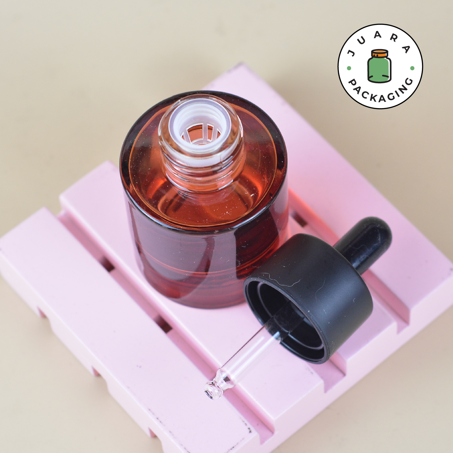 Botol Pipet Kaca Bulat - 30 ml - Suplyer Kemasan Skincare, Kemasan ...