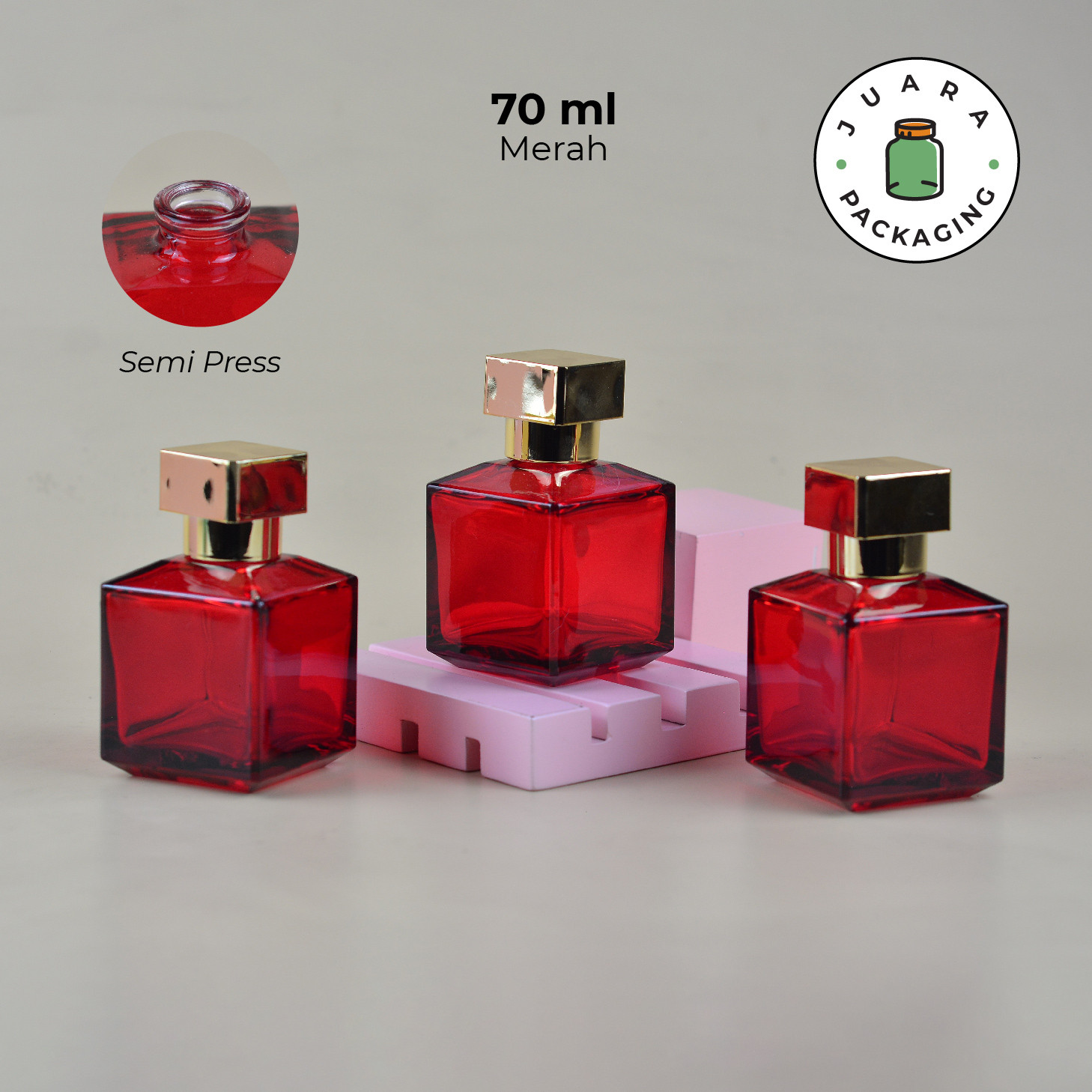 [SEMI PRESS] Botol Parfum Kaca Merah - 70 ml - Suplyer Kemasan Skincare ...