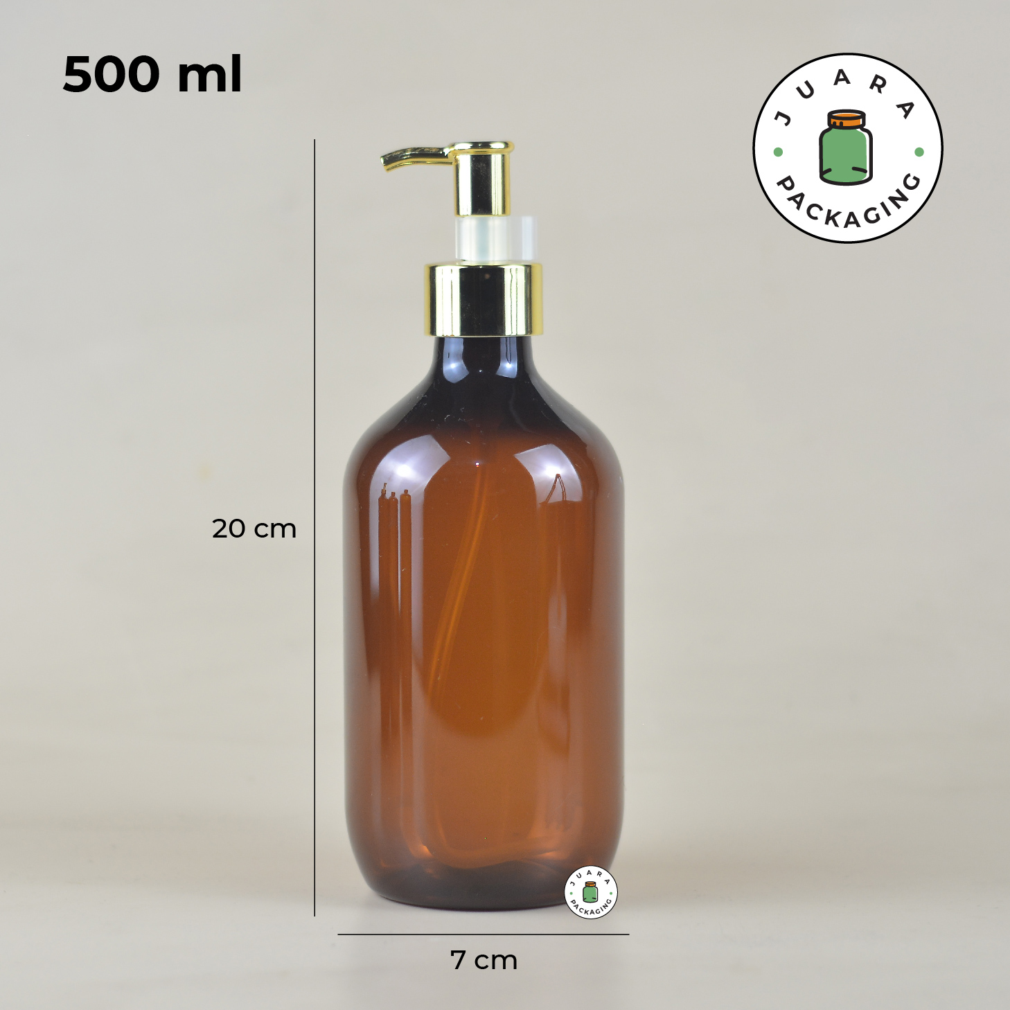 Botol Plastik Amber Pump Gold 500ml 300ml - Suplyer Kemasan Skincare ...
