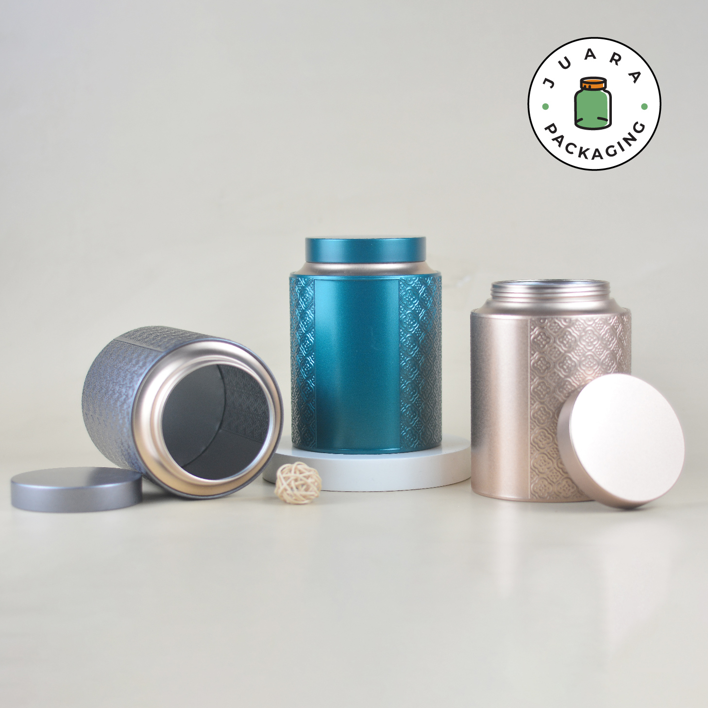 Jar Tin Can Emboss Motif Premium - Suplyer Kemasan Skincare, Kemasan ...