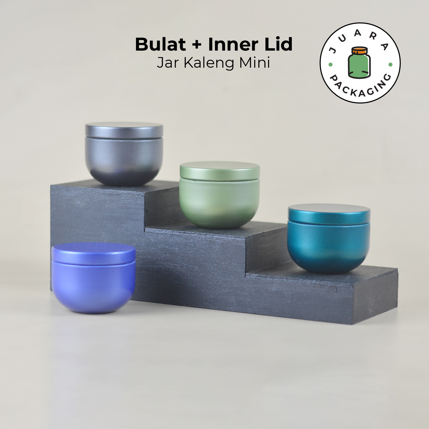Jar Tin Can Mini Bulat + Inner Lid - Suplyer Kemasan Skincare, Kemasan ...