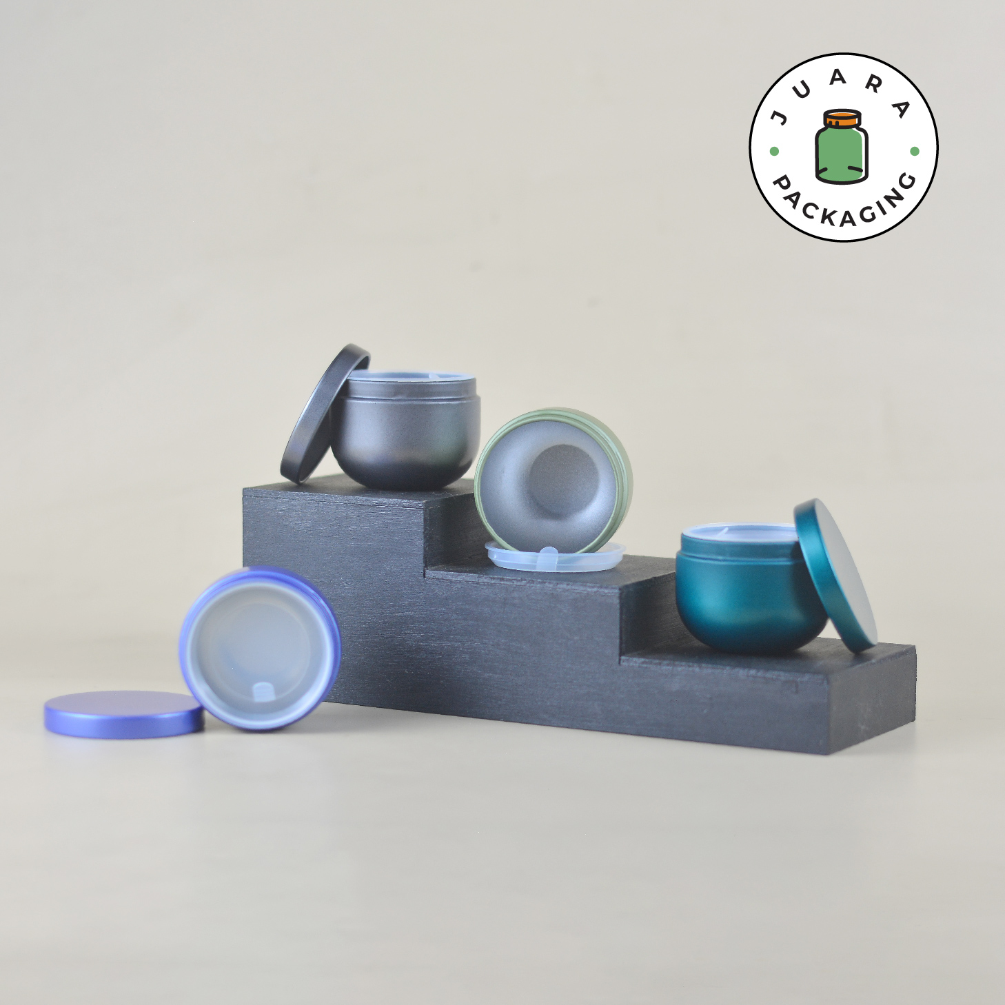 Jar Tin Can Mini Bulat + Inner Lid - Suplyer Kemasan Skincare, Kemasan ...