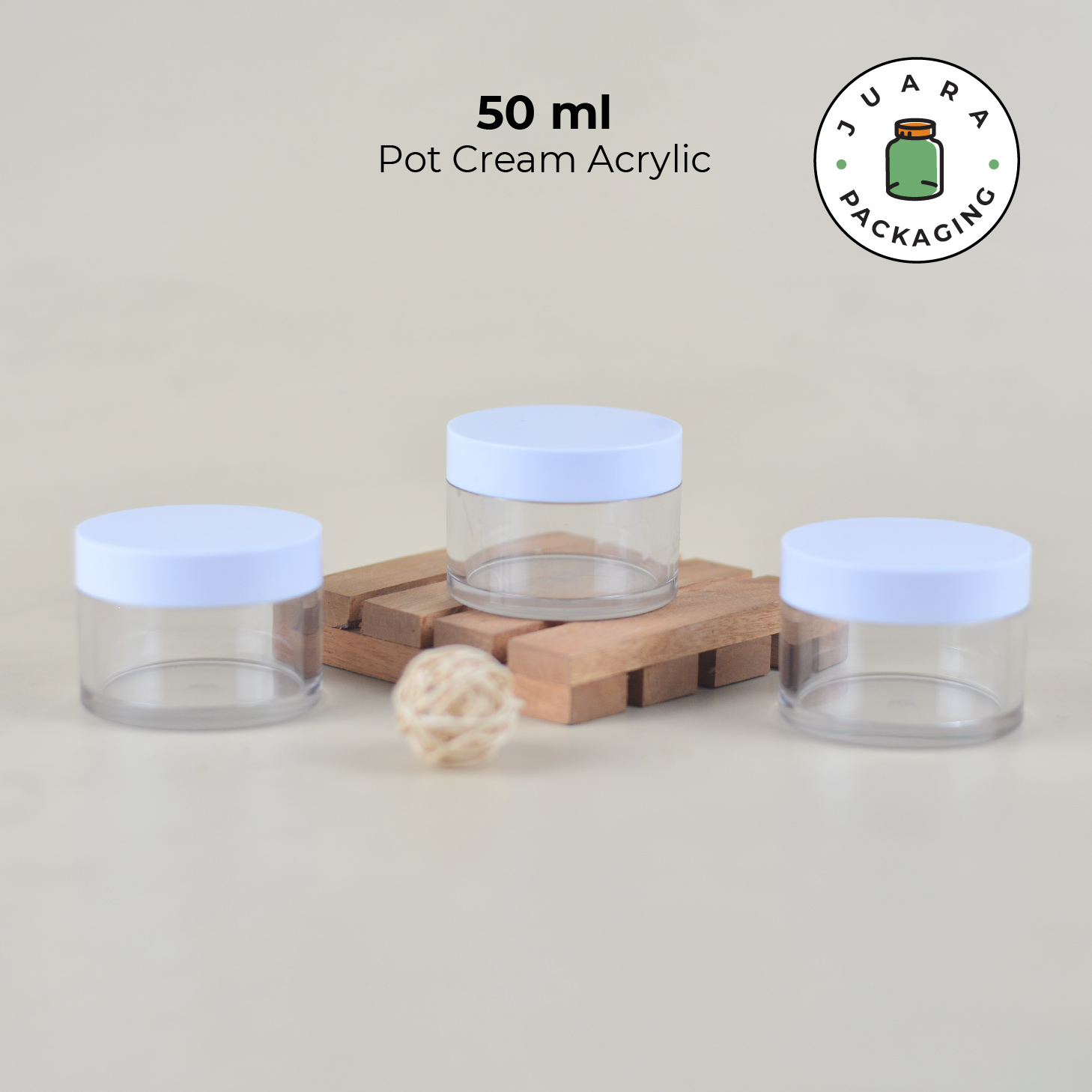 Pot Cream Acrylic 50ml Tebal Tutup Putih - Suplyer Kemasan Skincare ...