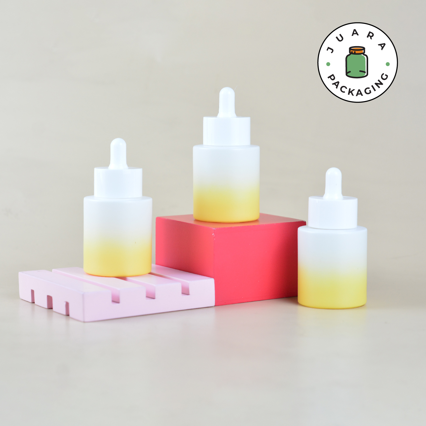 Botol Kaca Gradasi Tutup Putih - 50 ml - Suplyer Kemasan Skincare ...