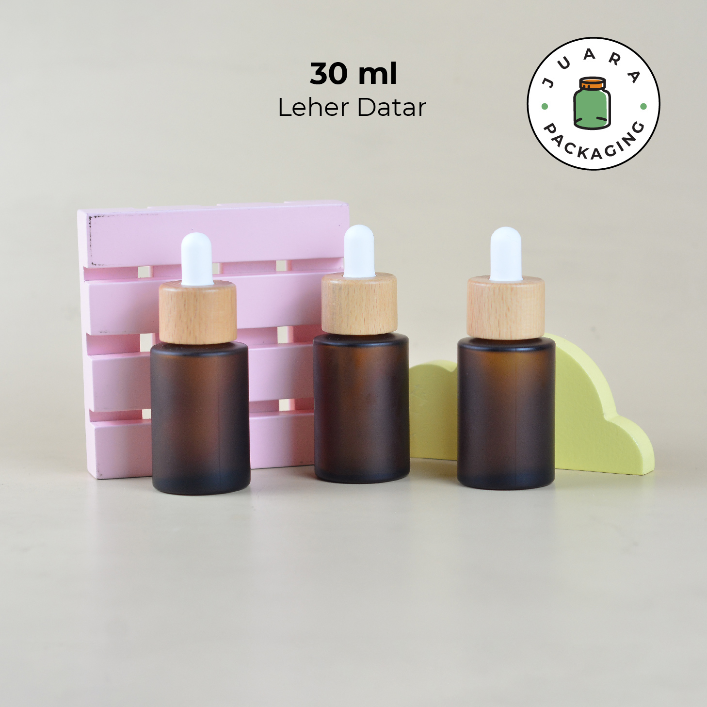 Botol Kaca Amber Leher Datar - 30 ml - Suplyer Kemasan Skincare ...