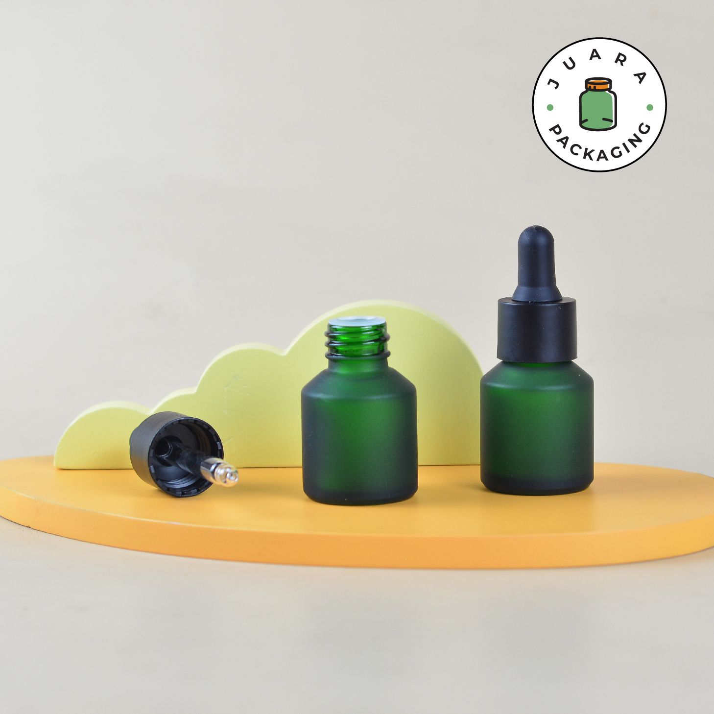 Botol Kaca Pipet Hijau - 15 ml - Suplyer Kemasan Skincare, Kemasan ...