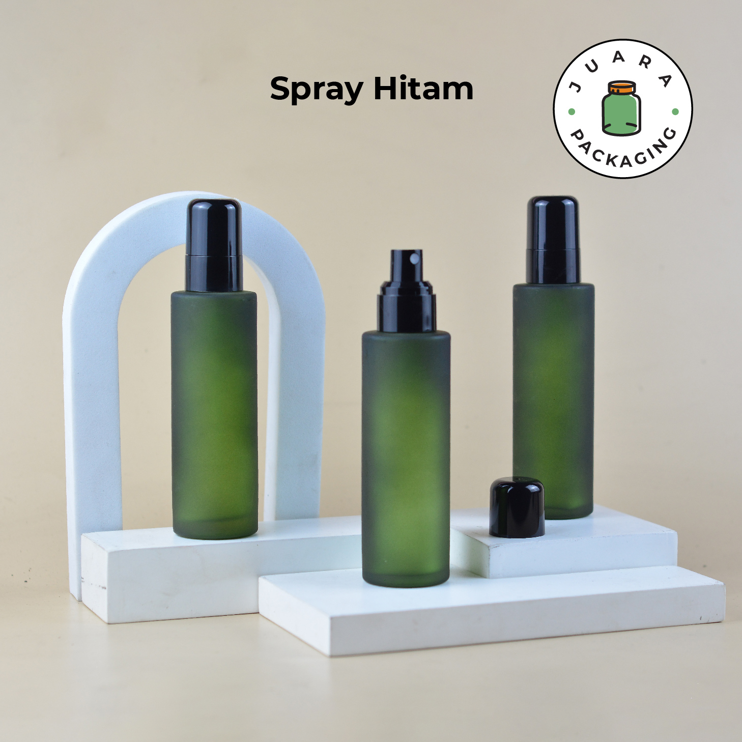 Botol Kaca Hijau Spray Hitam - 100 ml - Suplyer Kemasan Skincare ...