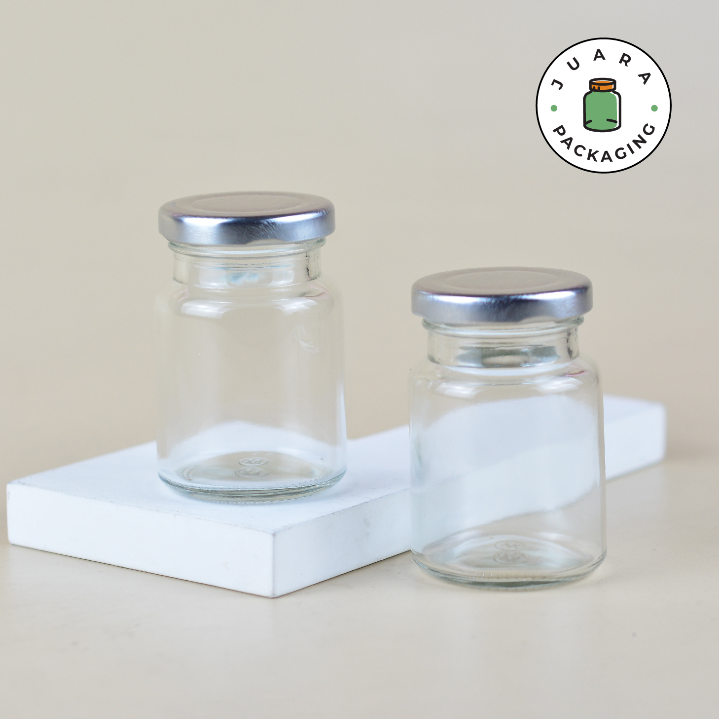 Jar Kaca Bulat Tutup Silver - 100 ml - Suplyer Kemasan Skincare ...