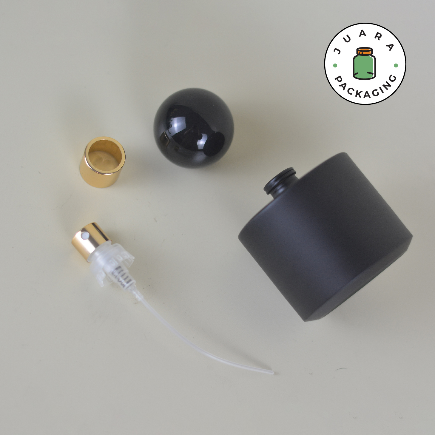 [SEMI PRESS] Botol Parfum Bulat Hitam - 50 ml - Suplyer Kemasan ...